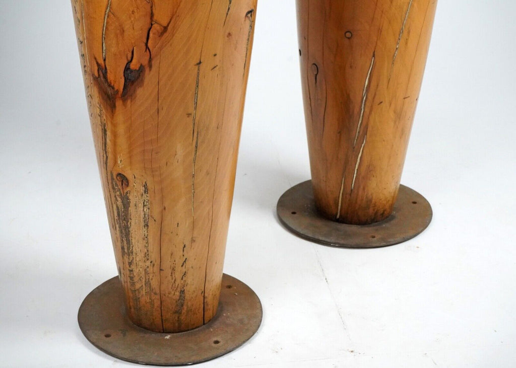 Pair Of Solid Birch Cone Tables – Stowaway London