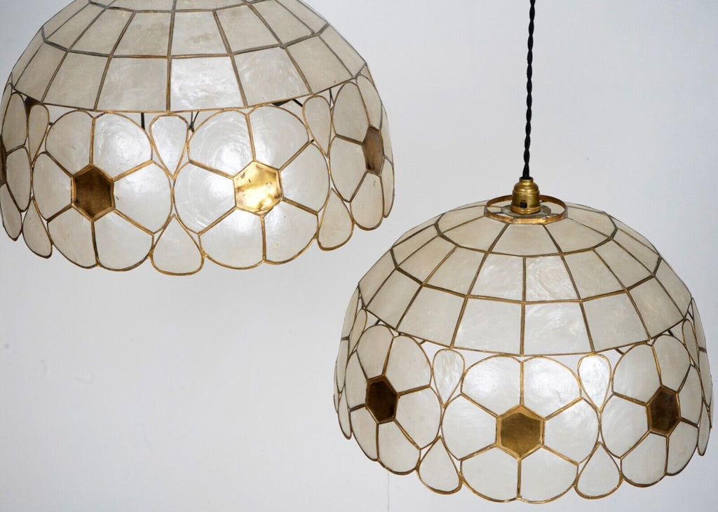 Pair Of Vintage Capiz Light Shades – Stowaway London