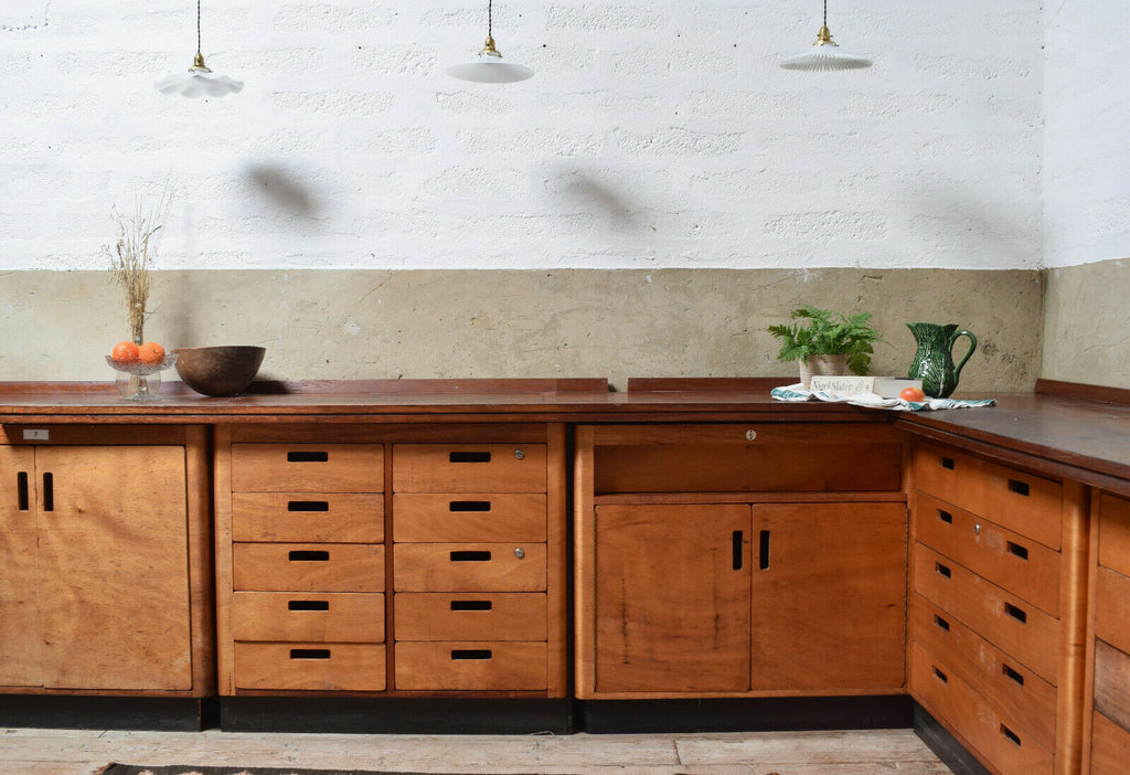 Reclaim Vintage Science Laboratory 6 Unit Kitchen And Solid Iroko Work ...