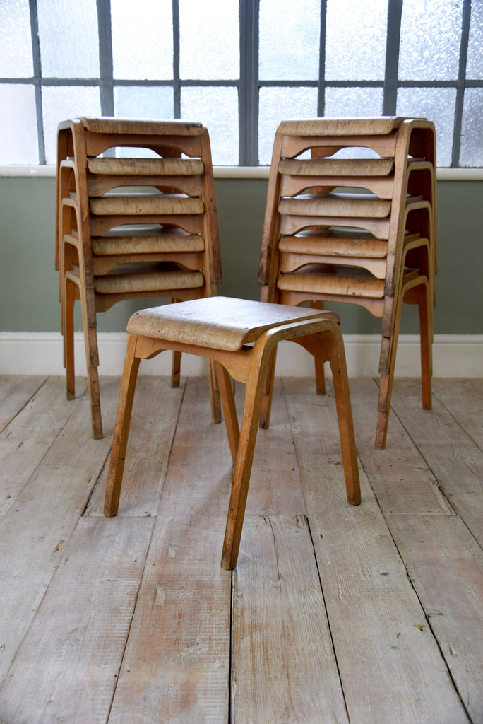 Vintage Plywood Industrial Stacking Stools 1960s – Stowaway London