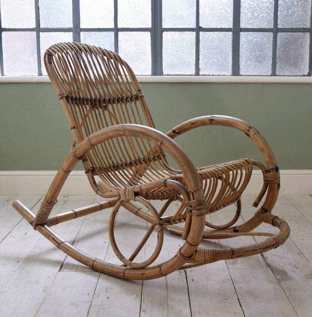 Franco Albini Style Wicker Rocking Chair – Stowaway London